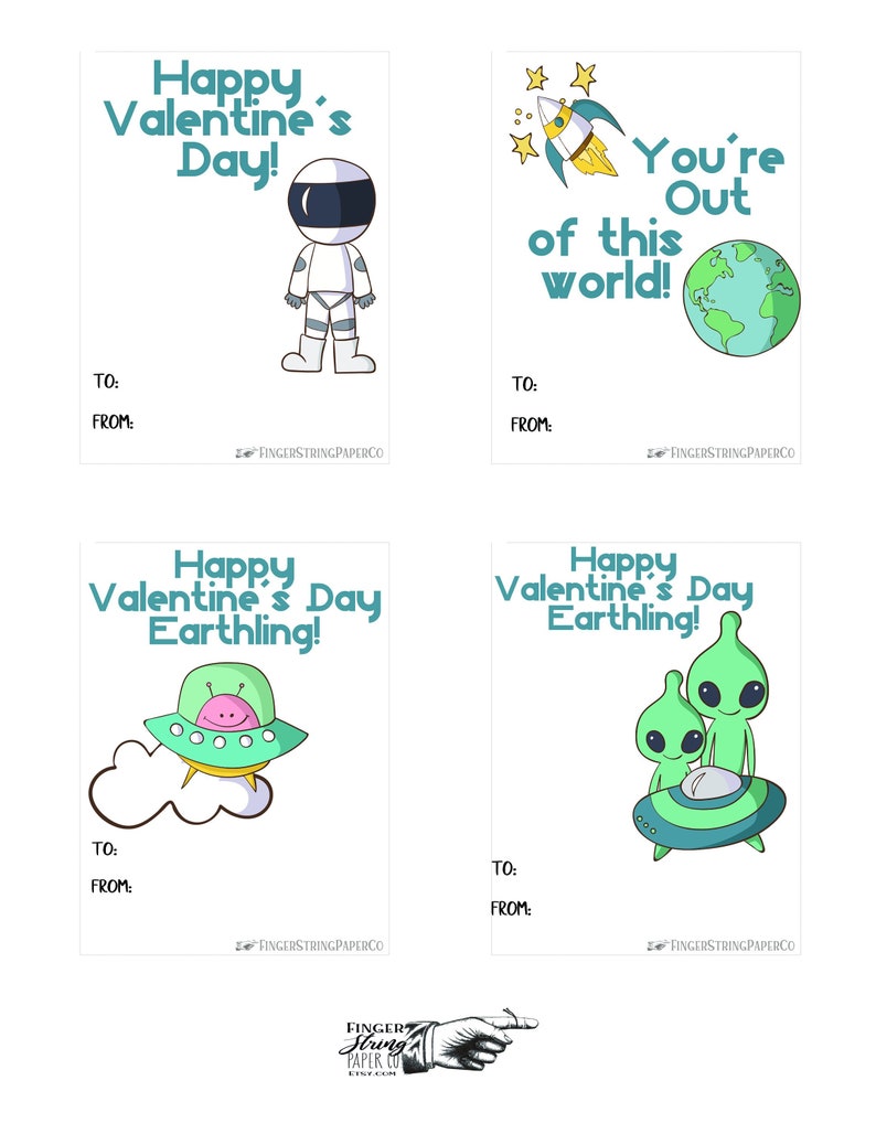 Outer Space Valentine's Day Cards Digital Download - Etsy
