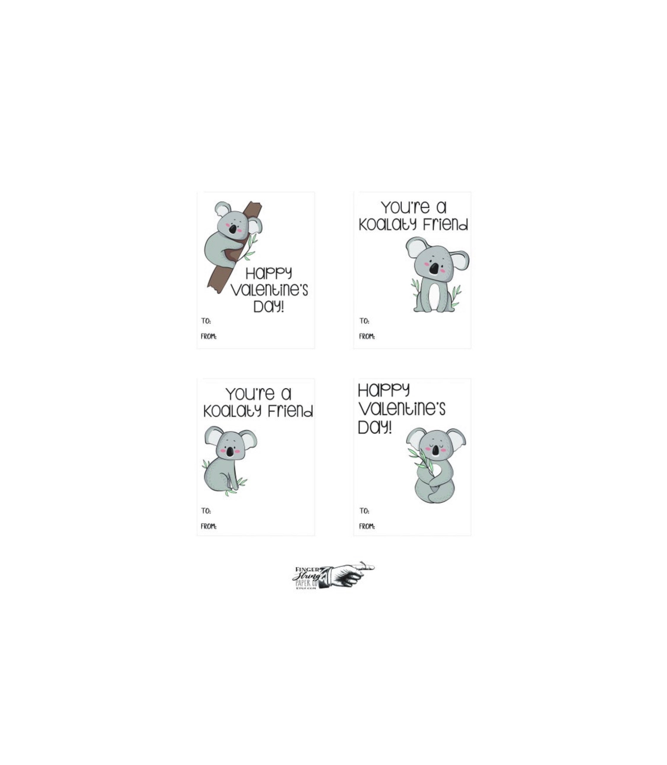 Koala Valentines Cards Digital Download | Etsy