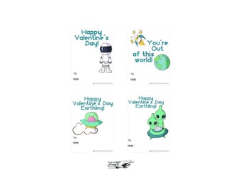 Outer Space Valentine Day Card for Kids, Space Valentine Card, Boys ...