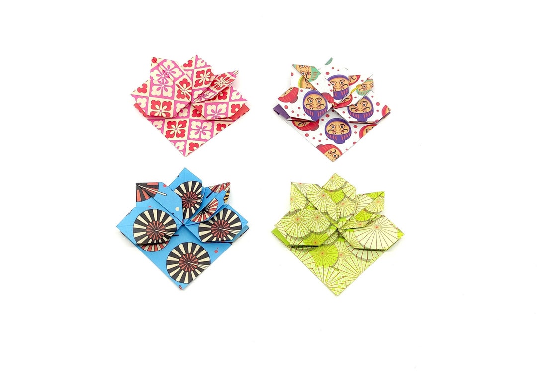 4 Origami Bookmarks / Japanese Designs / Flowers / Gift Idea - Etsy