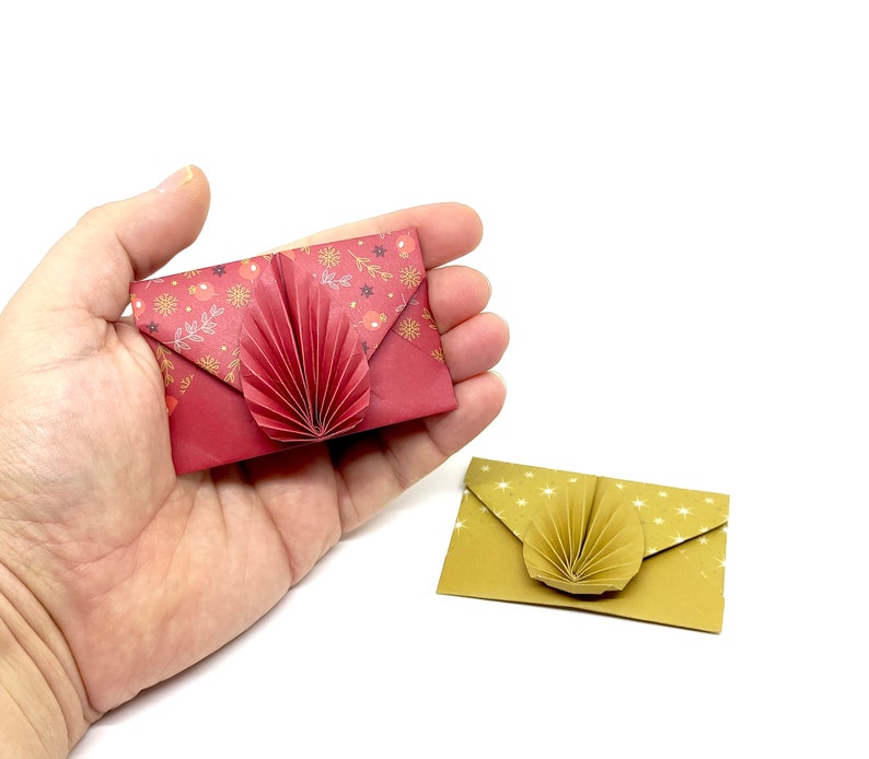 Set of 5 Origami Christmas Leaf Envelopes – Greeting Cards & Secret ...