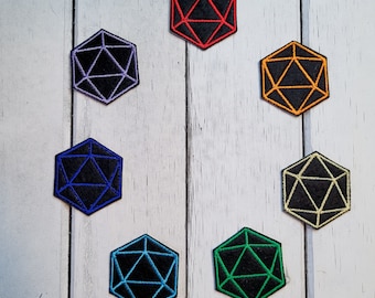 D20 All-seeing Eye Patch Embroidered Iron-on Dice Patch Black and Gold ...