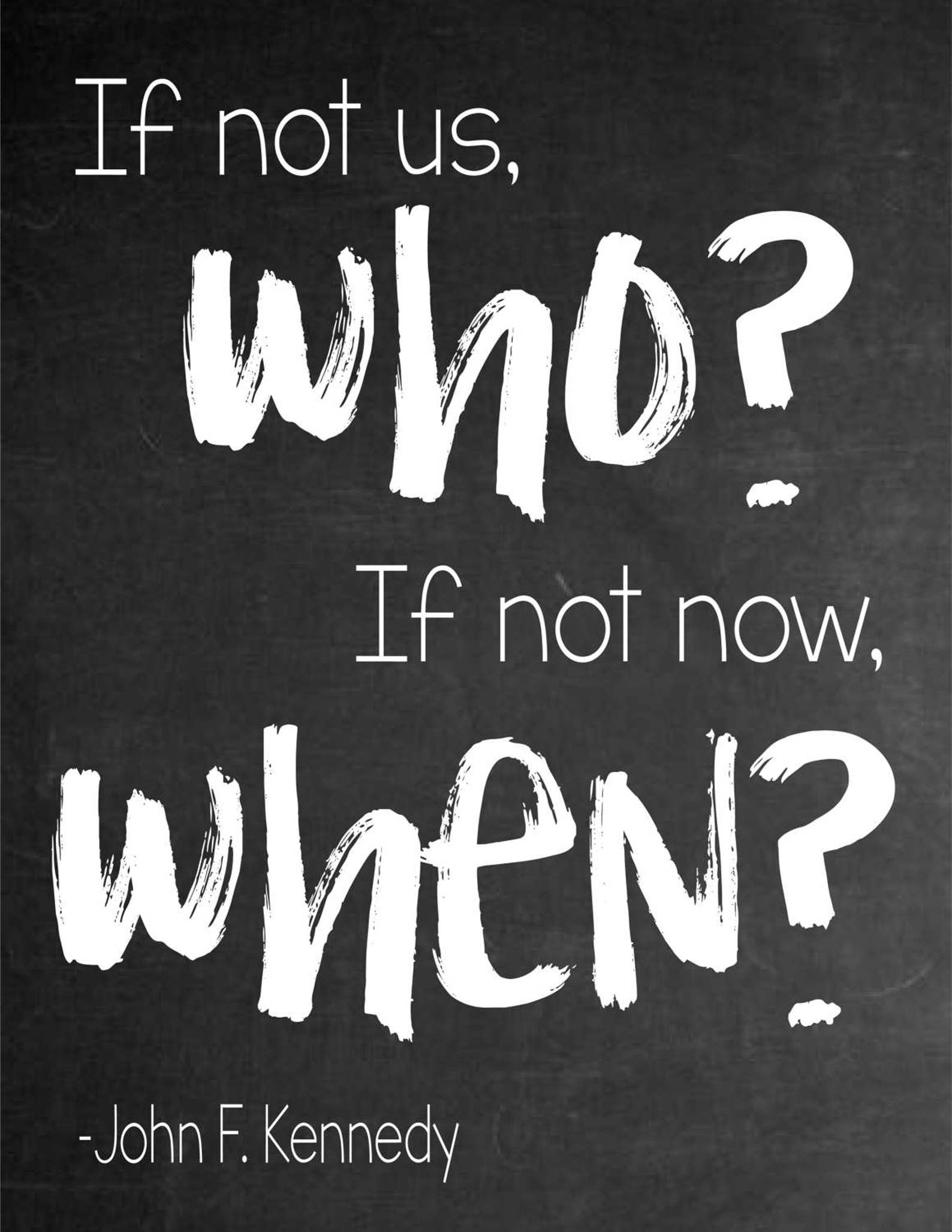 If Not Us, Who If Not Now, When Chalkboard JFK Quote, John F. Kennedy ...
