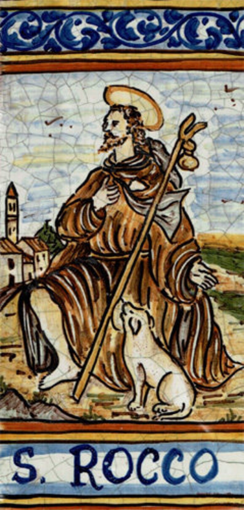 Saint Rocco roch Patron Saint of Dogs Italian Ceramic Tile - Etsy