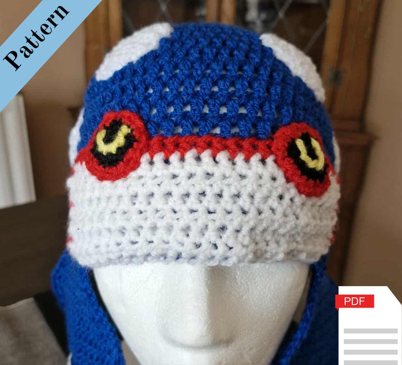 Kyogre Pokemon Hat Crochet Pattern, ***PDF File***, Digital Download ...