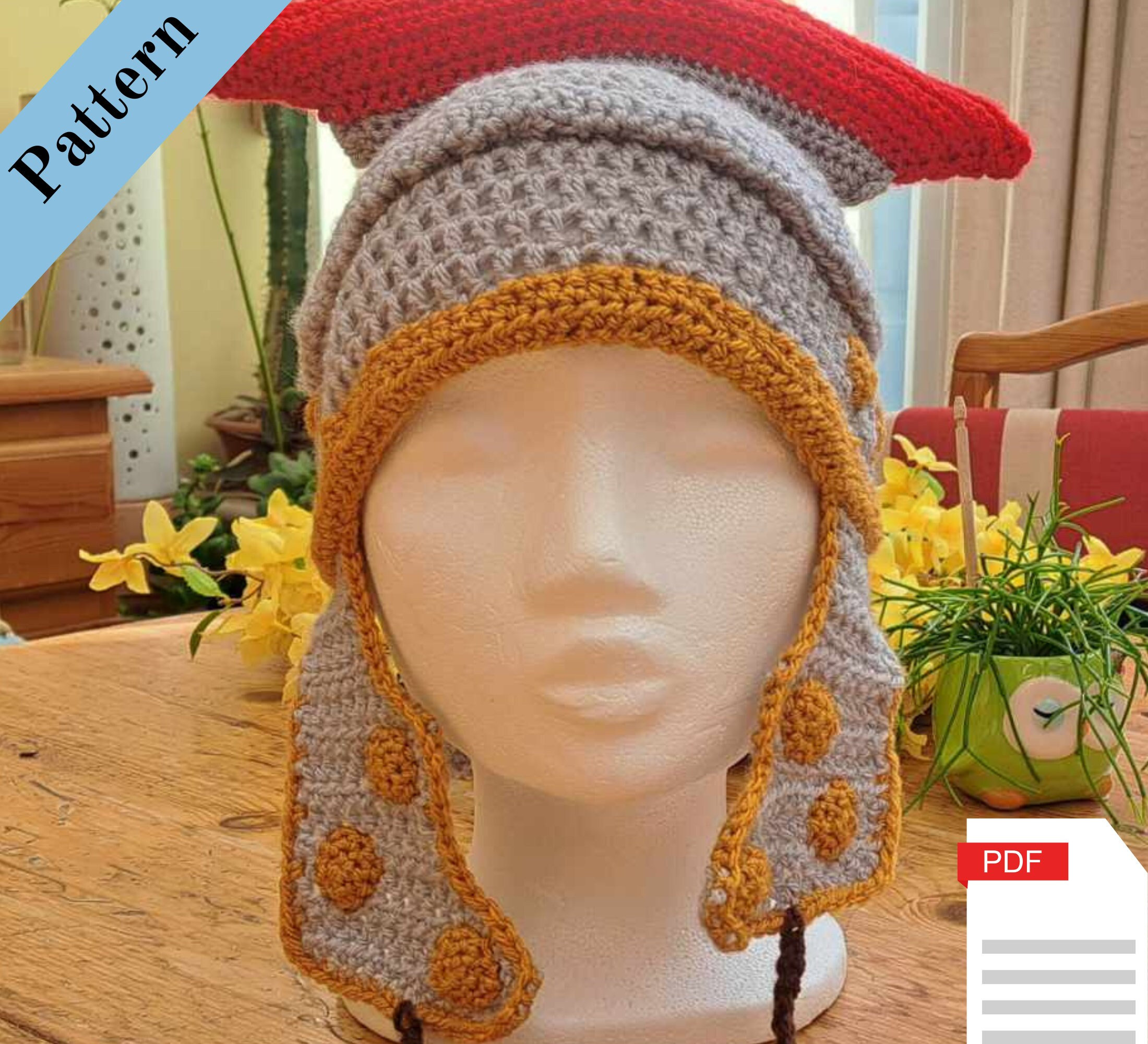 Crochet Roman Centurion Helmet Hat Pattern, PDF File, **digital ...