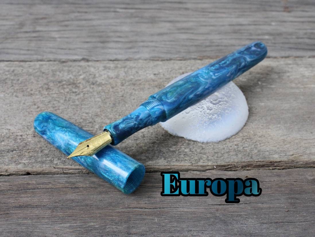 Blue and White Swirl Custom Fountain Pen With Gold Plated Nib - Etsy