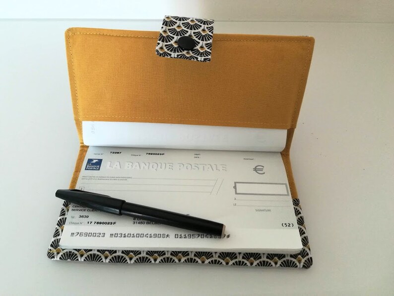 Porte chéquier / porte cartes tissu éventail noir /jaune | Etsy