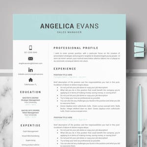 Sales Manager Resume. Modern Resume Template Professional - Etsy