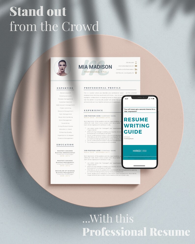 Simple and Clean Resume Template With Photo for Word & Pages Creative ...