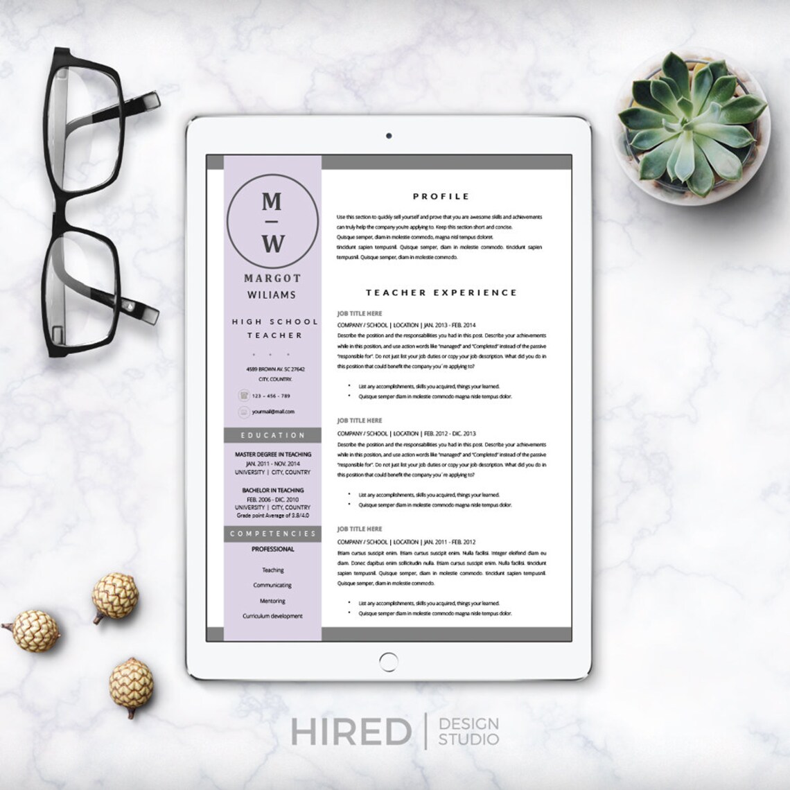 Teacher Resume Template CV Template for Pages & MS Word Education ...