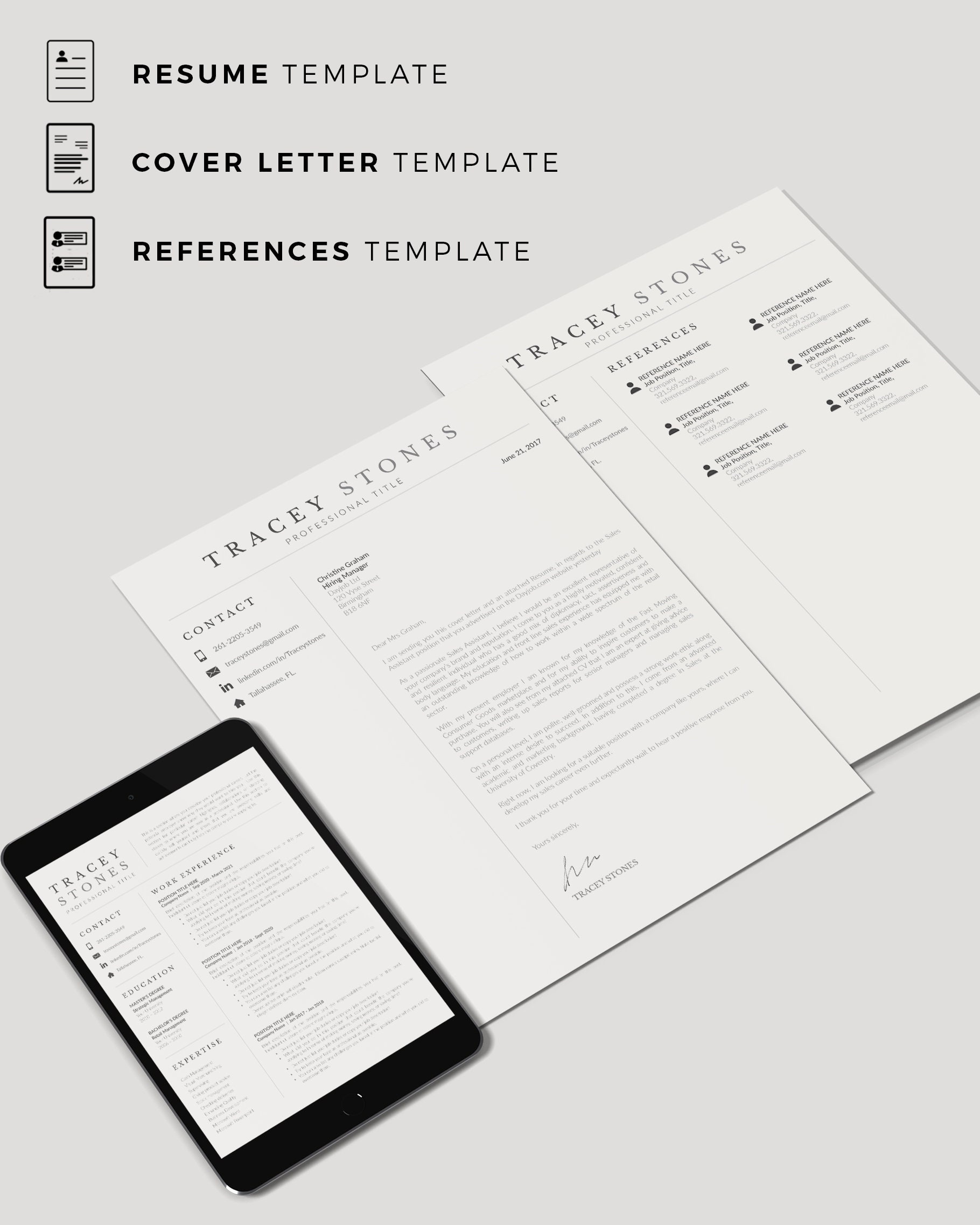 Easy Resume Template and Cover Letter for Word & Pages. 1, 2 and 3 Page ...