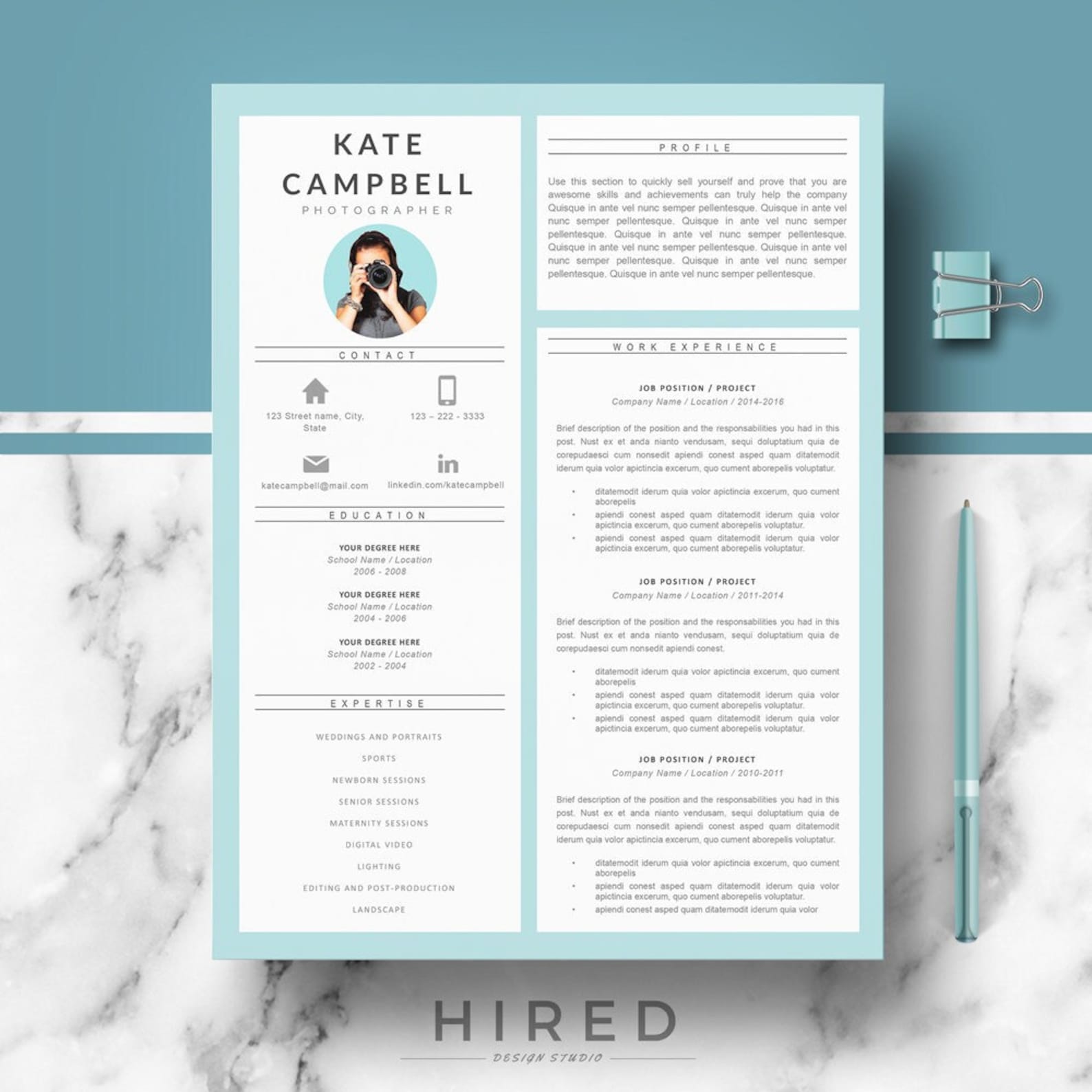 Modern & Creative Resume, CV Template Resume Templates for Word, Pages ...