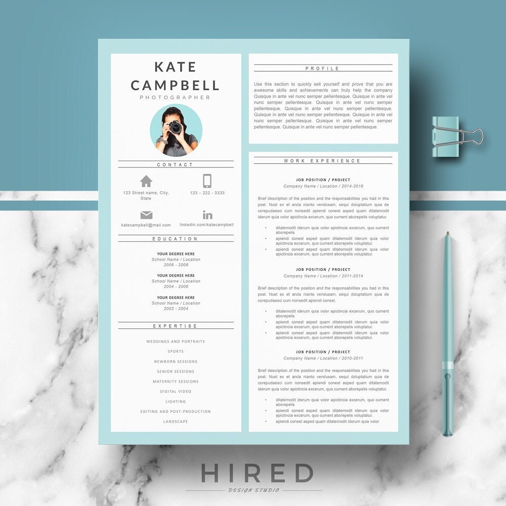 Modern & Creative Resume, CV Template; Resume Templates for Word, Pages ...