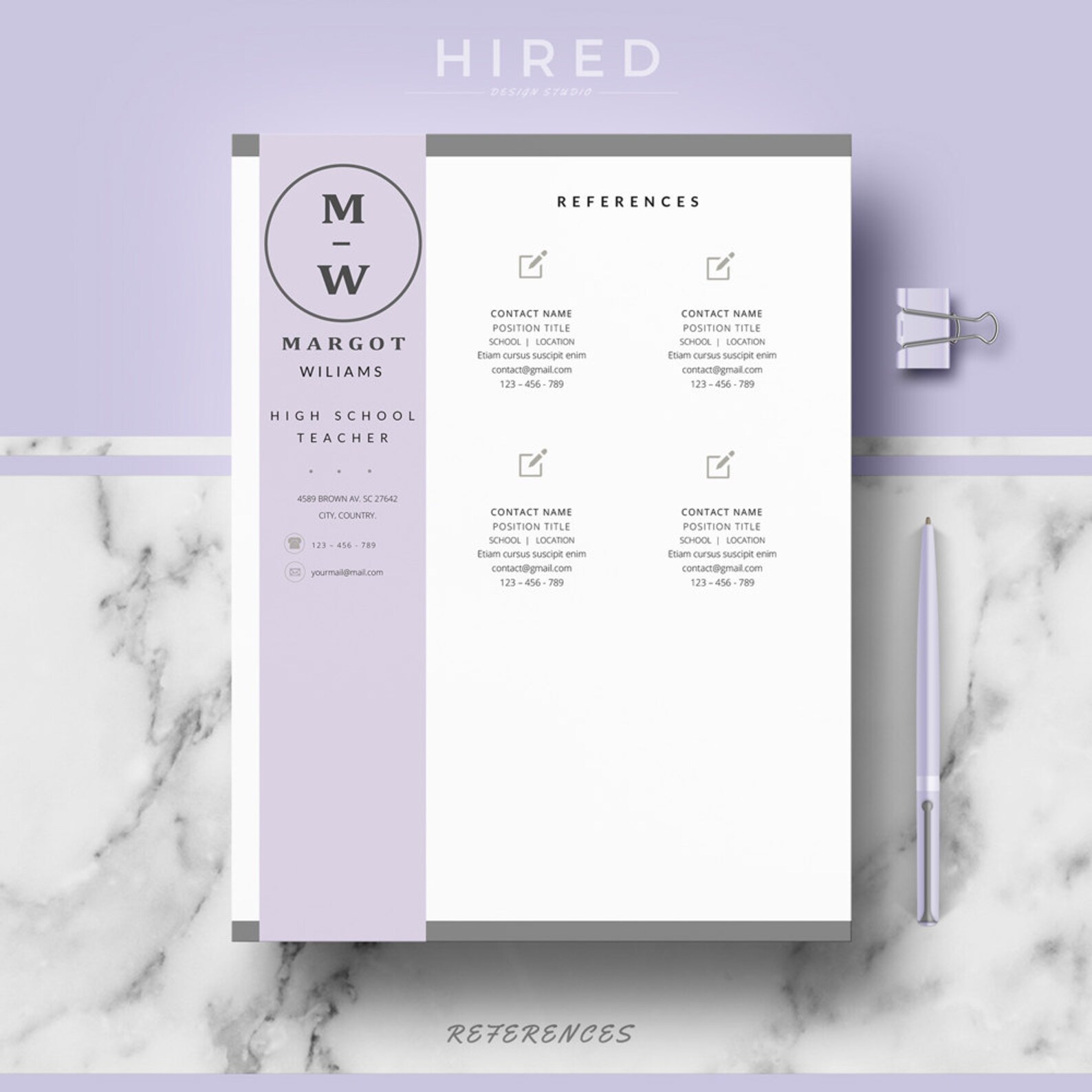 Teacher Resume Template; CV Template for Pages & MS Word | Education ...