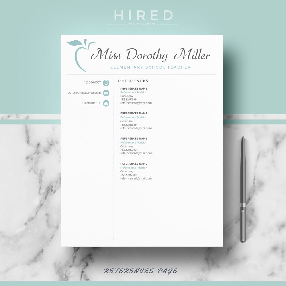 Teacher Resume Template for Word & Pages; Education Resume Format ...