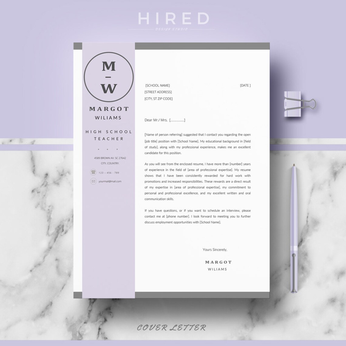 Teacher Resume Template CV Template for Pages & MS Word Education ...