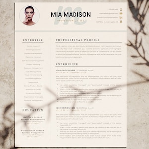 Simple and Clean Resume Template With Photo for Word & Pages | Creative ...