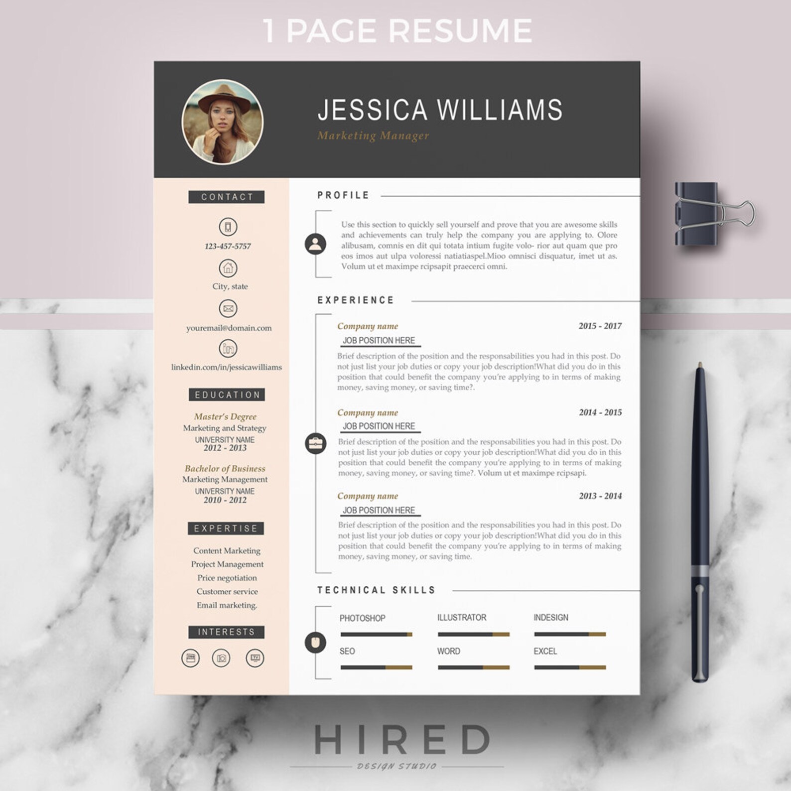 Resume Template With Photo | Curriculum Vitae | CV + Cover Letter ...
