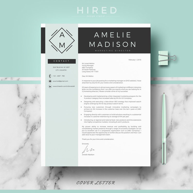 Professional CV Template for Ms Word and Pages; Creative Resume ...