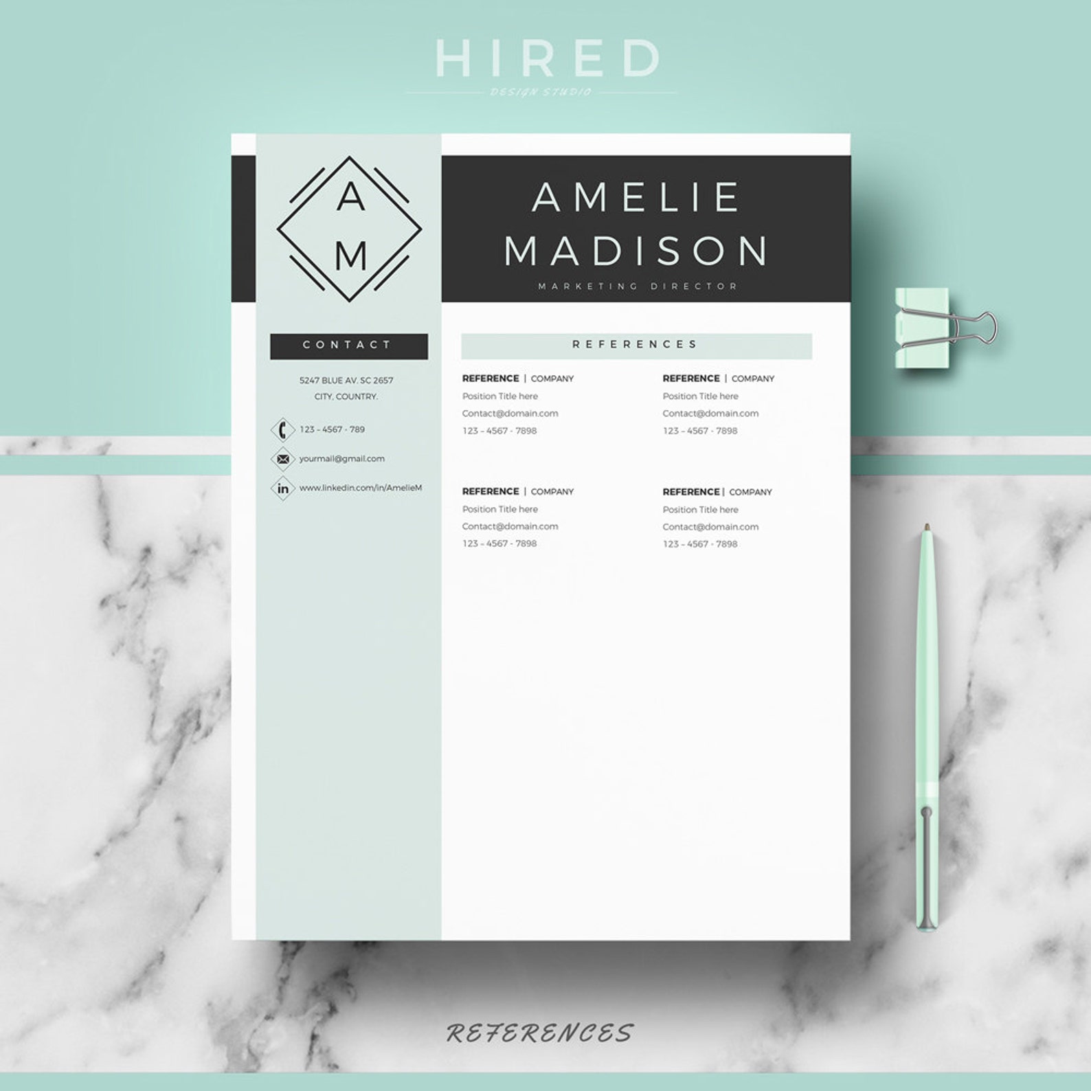 Professional CV Template for Ms Word and Pages; Creative Resume ...