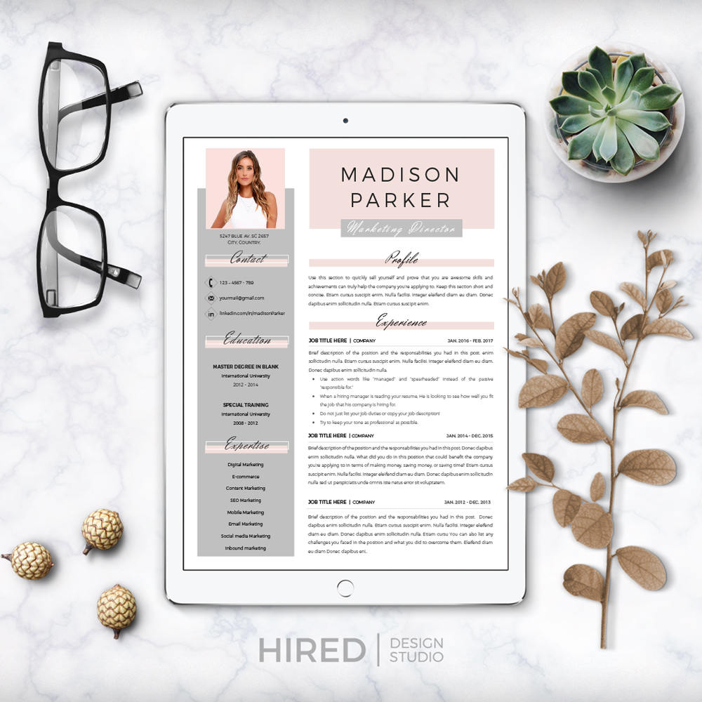 Creative & Modern Resume / CV Template for Word AND Pages; Professional ...