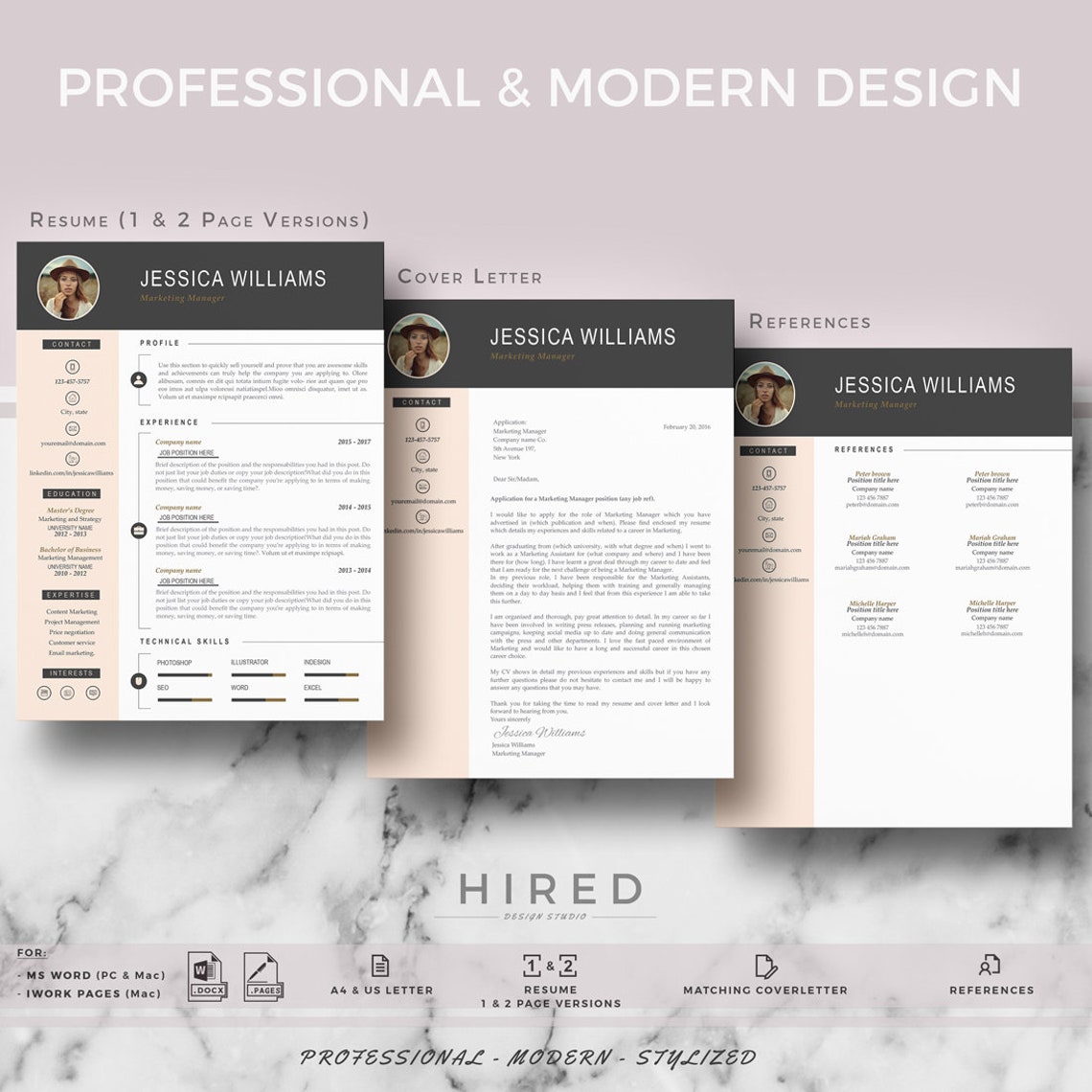 Resume Template with Photo Curriculum Vitae CV Cover | Etsy