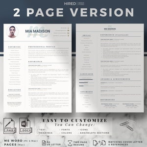 Simple and Clean Resume Template With Photo for Word & Pages | Creative ...
