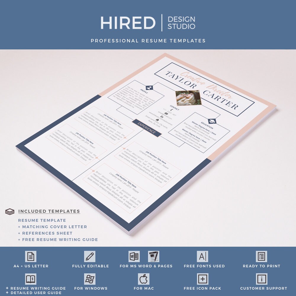 CV Design Creative CV Resume Template Ms Word & Pages - Etsy