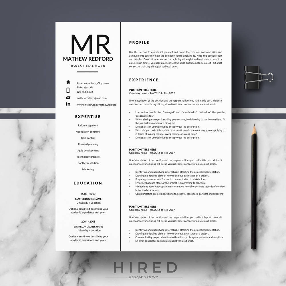 Professional Resume Templates Minimalist Resume CV Template - Etsy