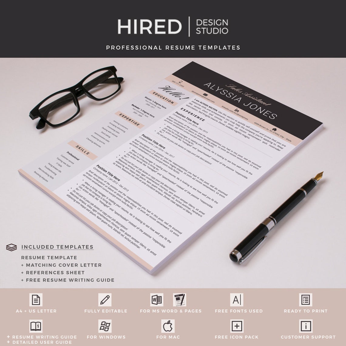 Resume CV Resume Template Modern Resume Creative & - Etsy UK