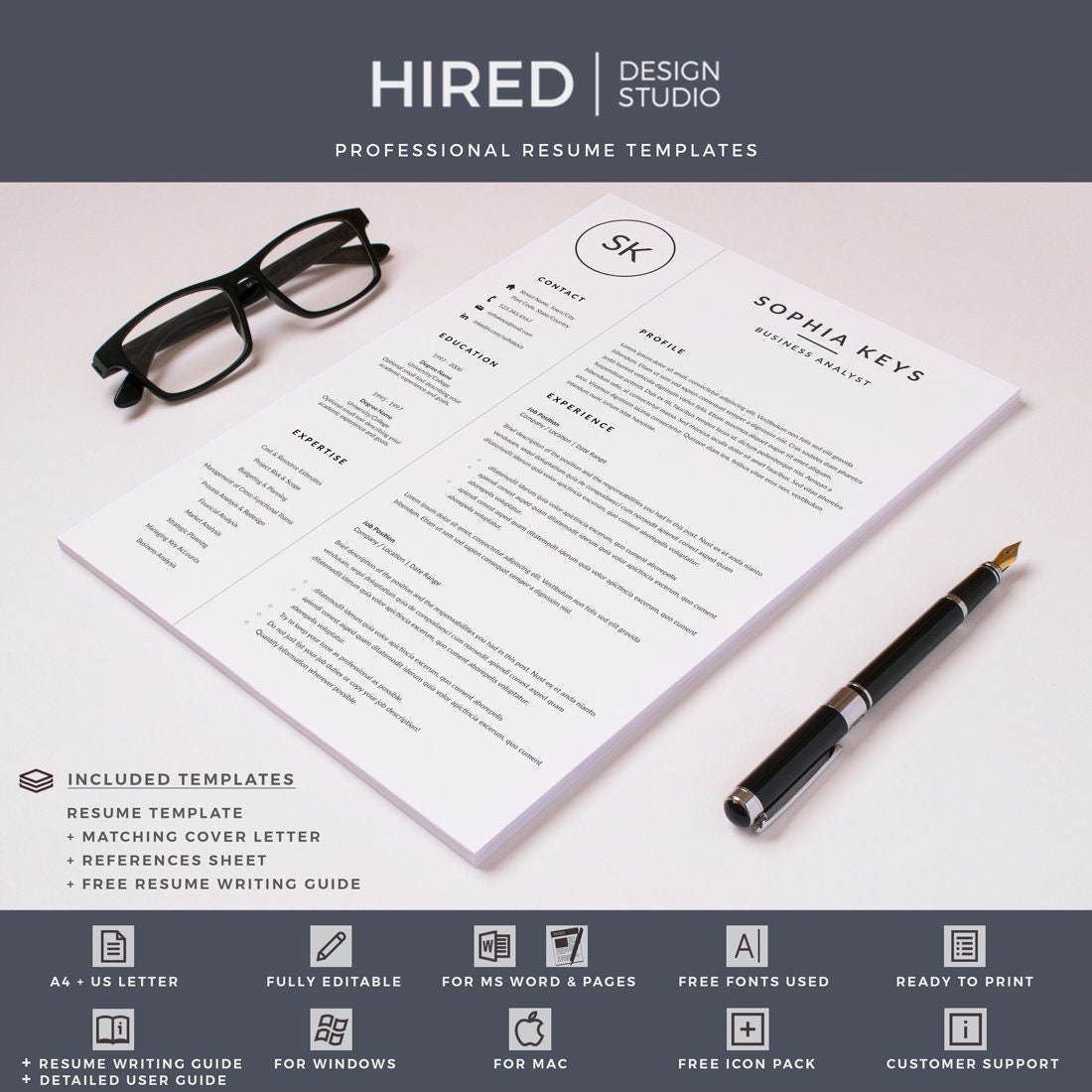 Instant Download Professional Resume Template for Word & Pages | Resume ...