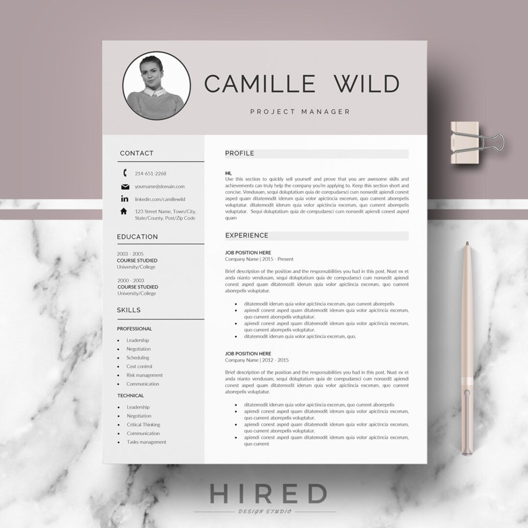 Professional CV Template Resume for Word and Pages 1, 2 Page Resume ...