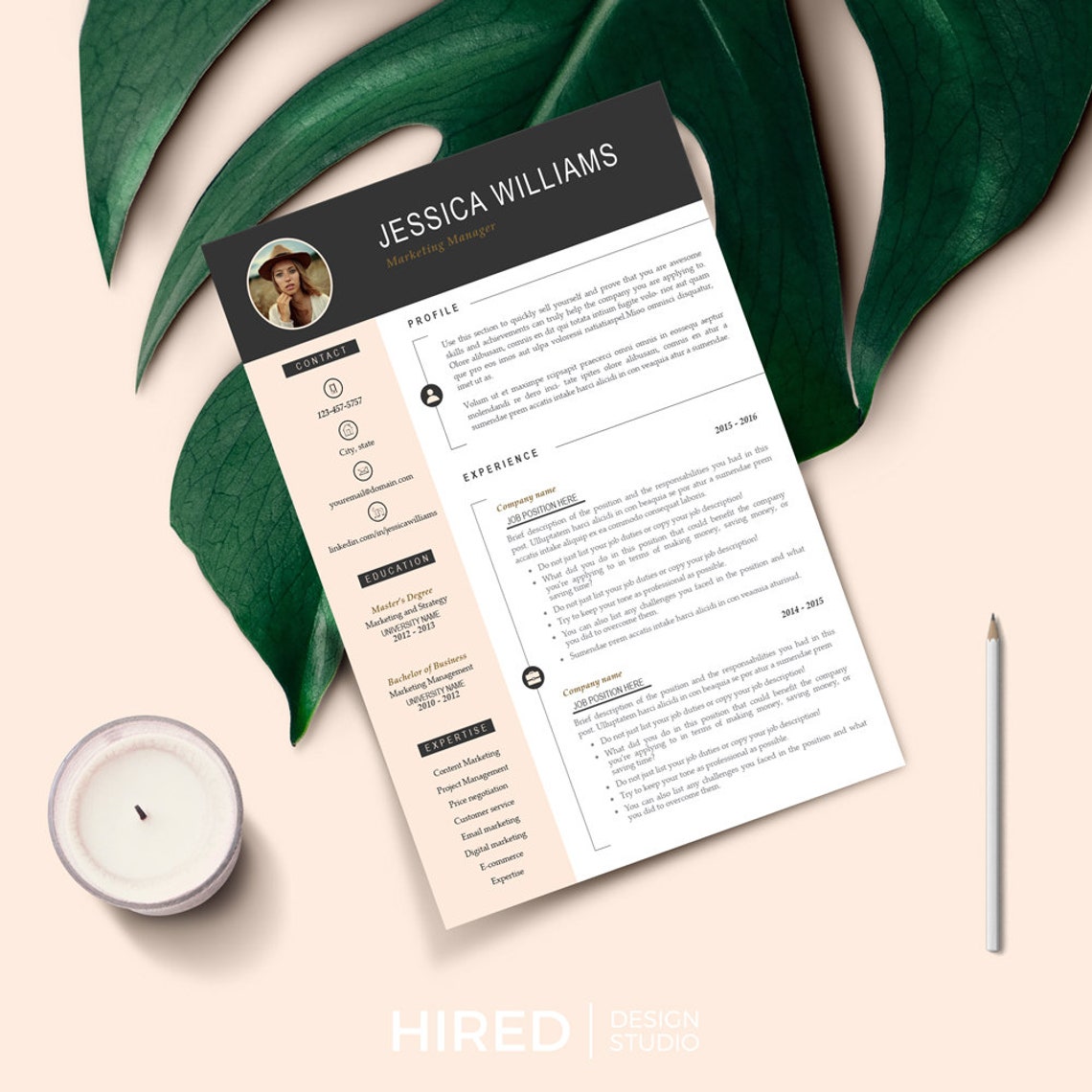 Resume Template With Photo Curriculum Vitae CV Cover | Etsy