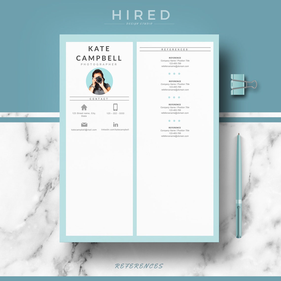 Modern & Creative Resume, CV Template; Resume Templates for Word, Pages ...