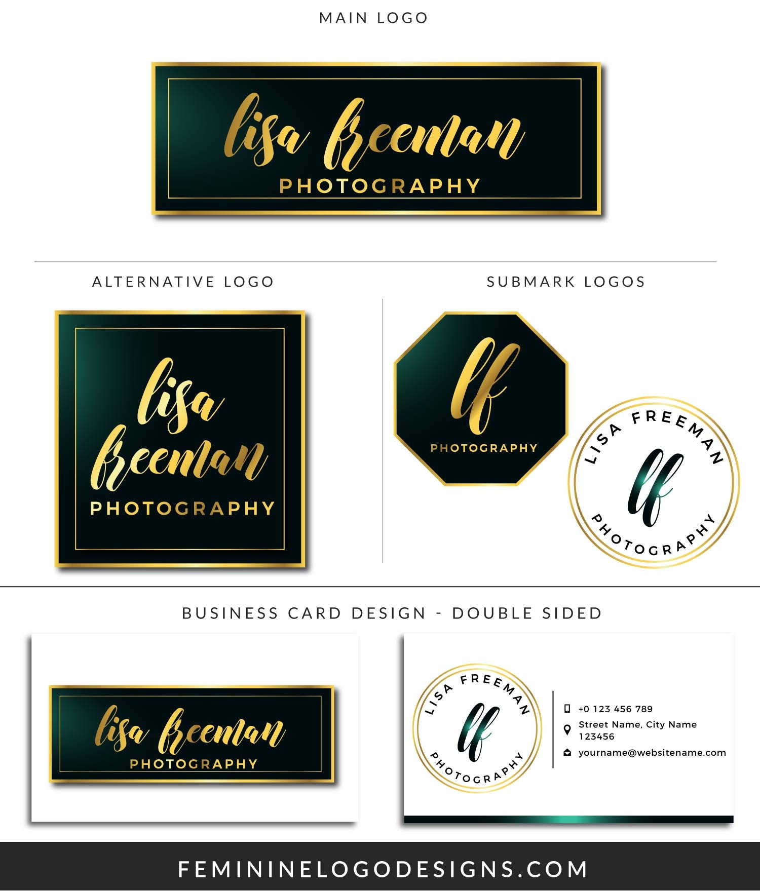 Emerald Logo Dark Green Logo Branding Kit Emerald Gold Logo | Etsy