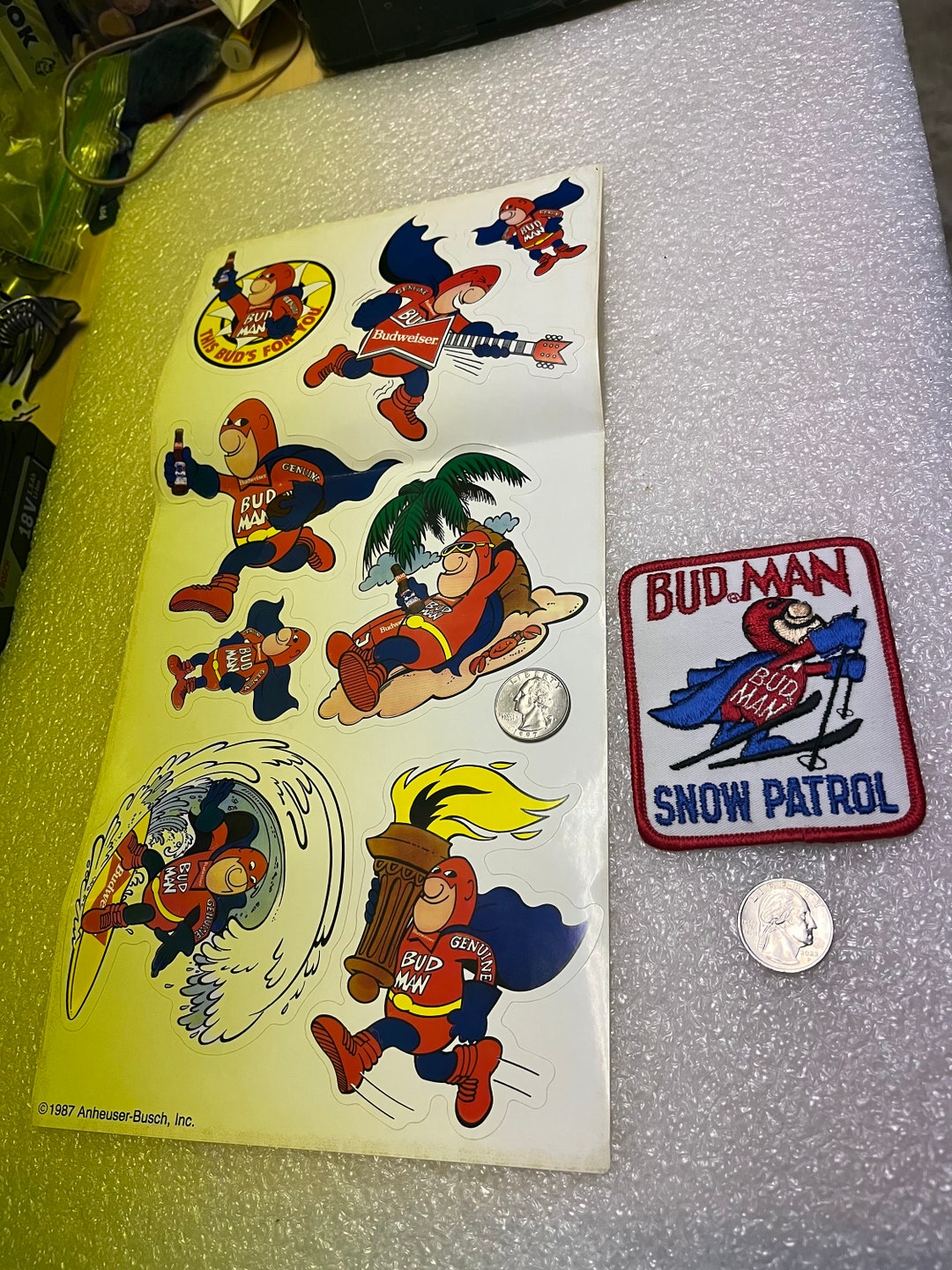 Vintage Budweiser Budman Snow Patrol Patch and Stickers C 1987 - Etsy