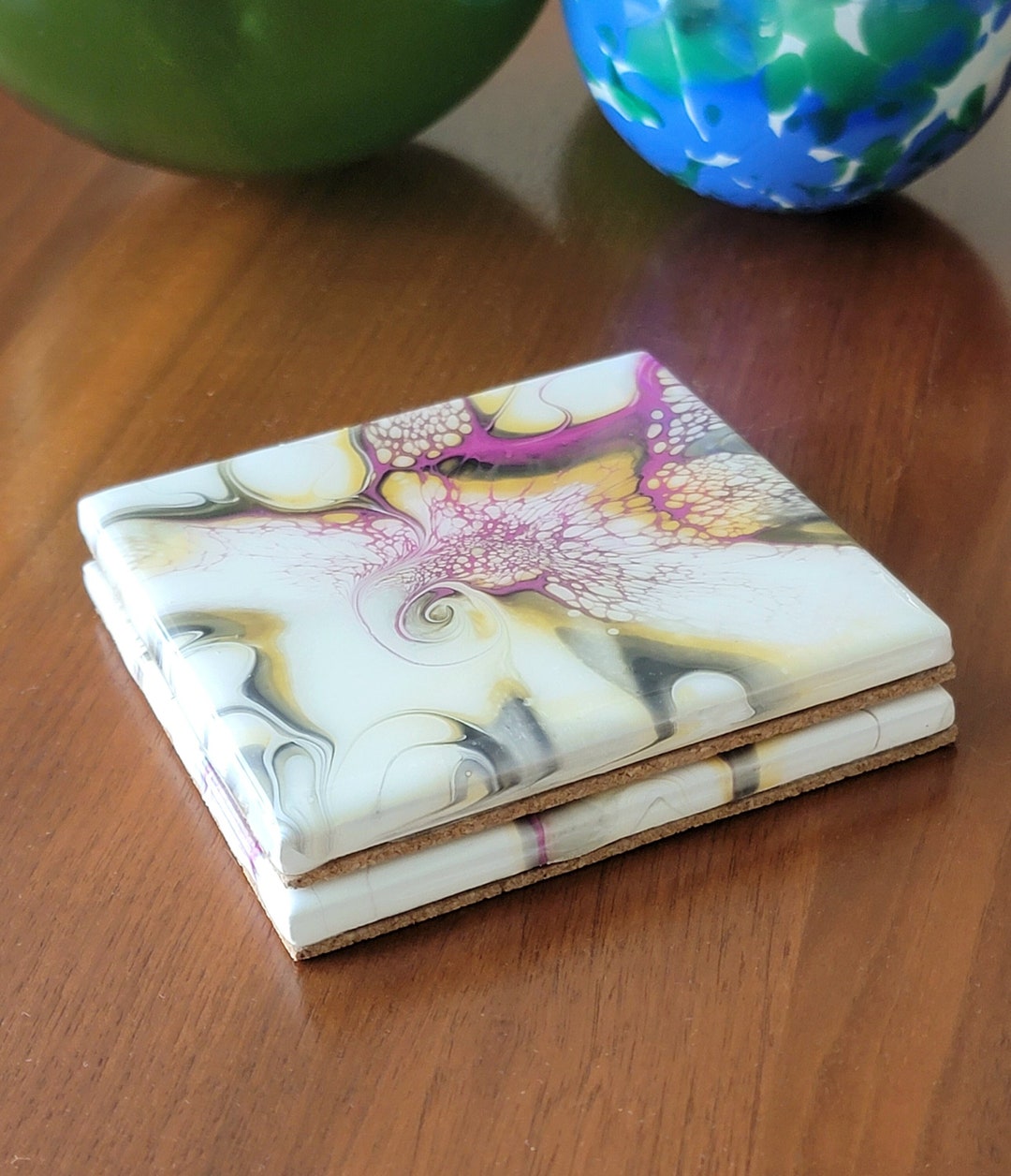 Starfish Fluid Art Coasters Modern Art Coasters Set of Two Shelly ...