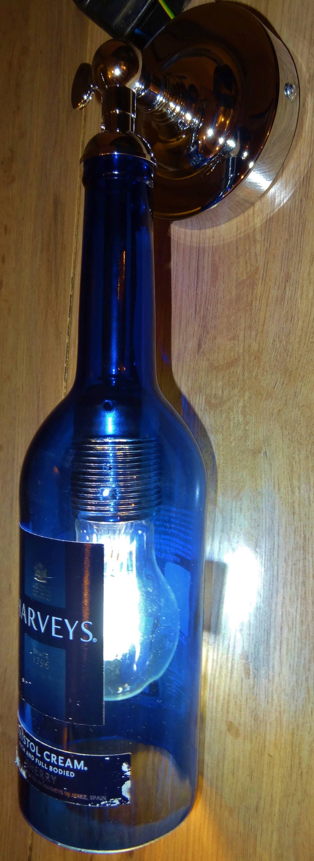 Elegant handmade upcycled alcohol bottle wall lamps / vintage | Etsy