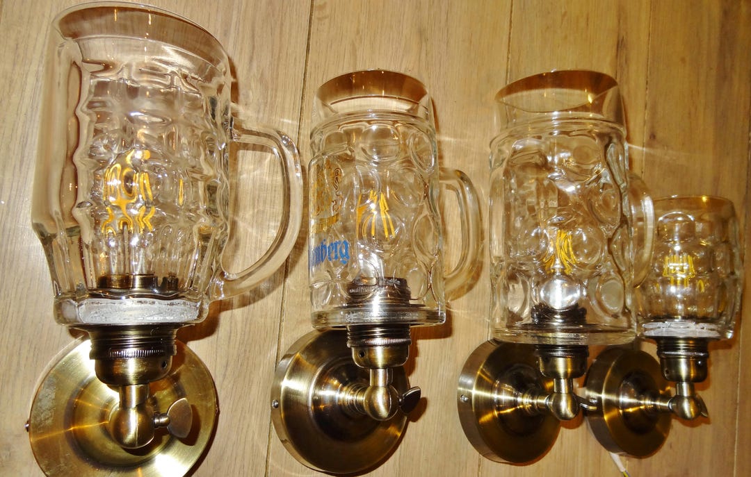 Elegant Handmade Upcycled Beer Glass Wall Lamps With Vintage Style ...