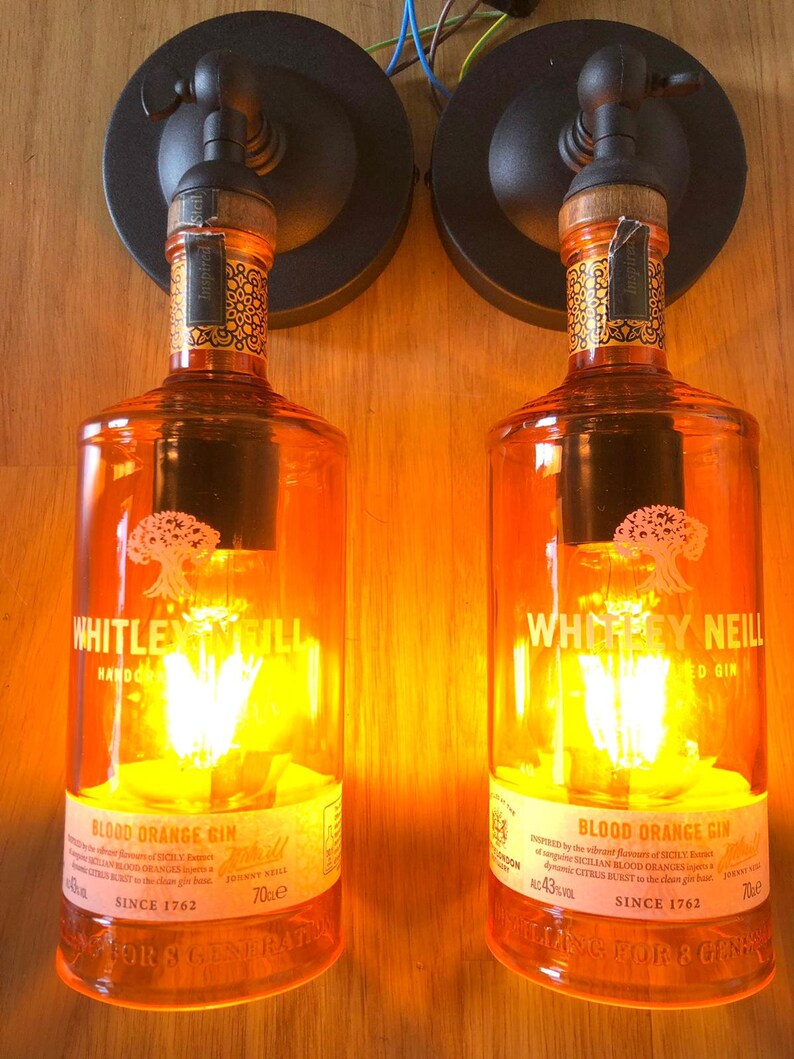 Elegant Handmade Upcycled Alcohol Bottle Wall Lamps / Vintage Style ...
