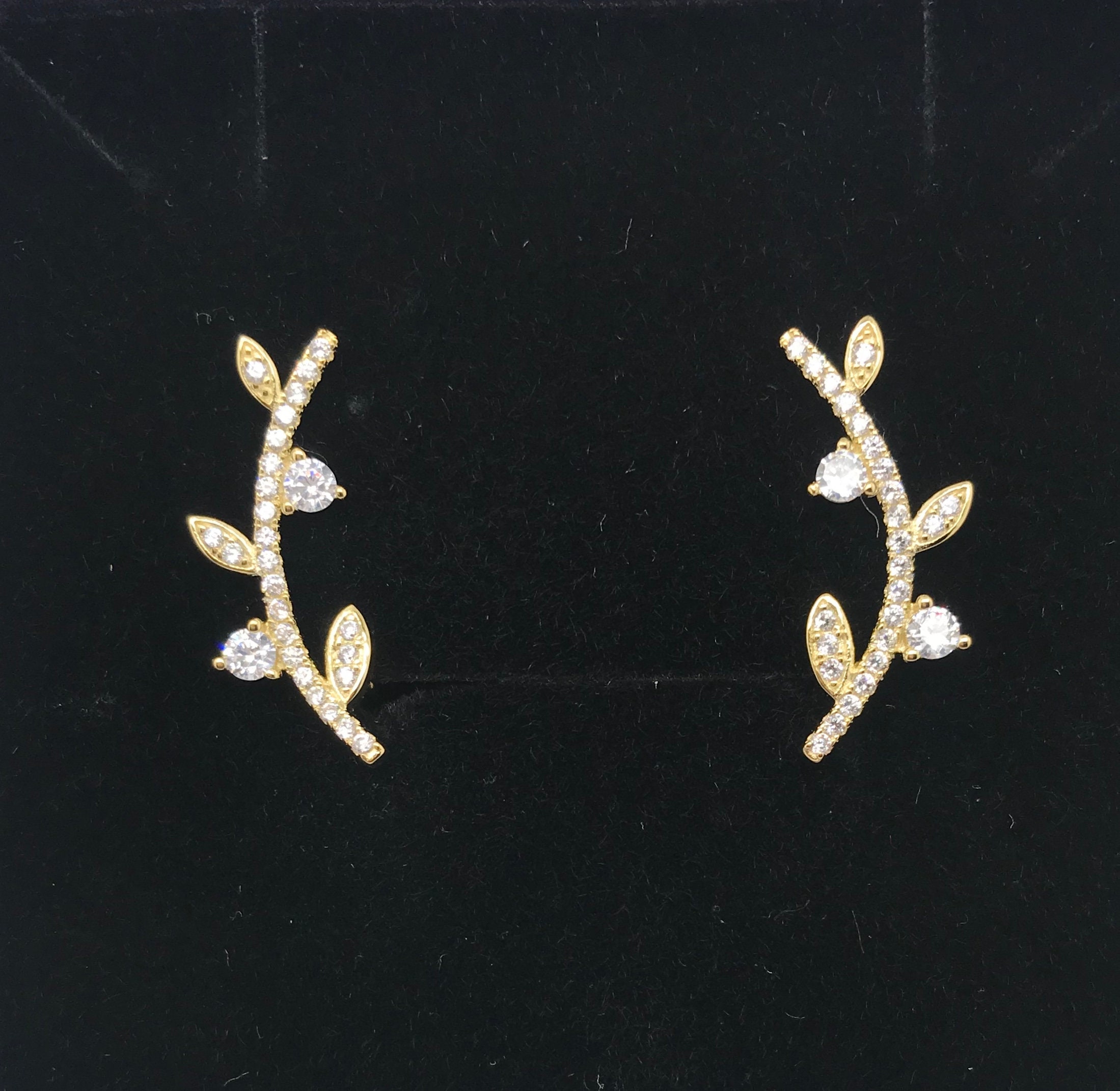 Vine Earrings With Sterling Silver and Cubic Zirconias - Etsy