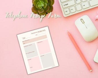 Telephone Triage Nurse Worksheet, Fillable PDF, Clinic Nurse Phone ...