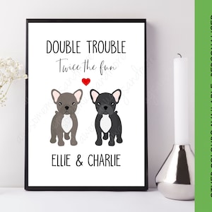 Double Trouble Twice the Fun French Bulldog Print Frenchie - Etsy