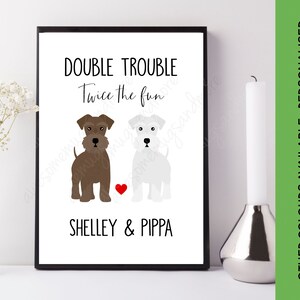 Double Trouble Twice the Fun Schnauzer Print Custom Dog - Etsy