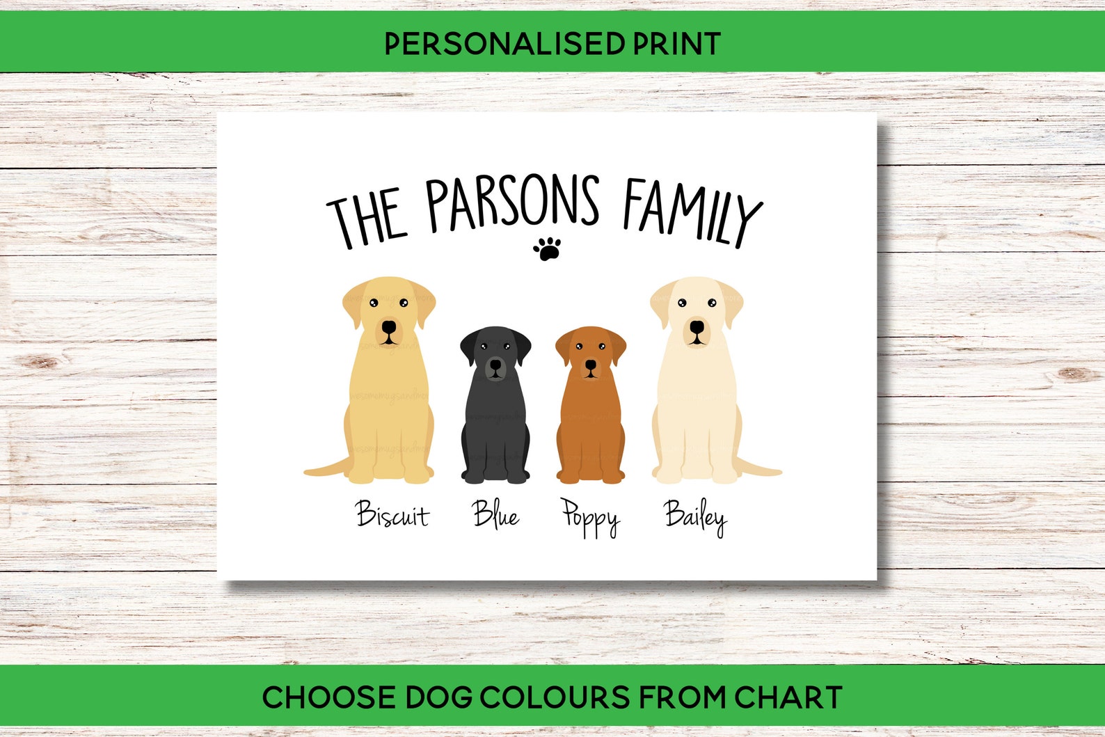 Labrador Family Print | Custom Dog Family Print | Personalised Labrador ...