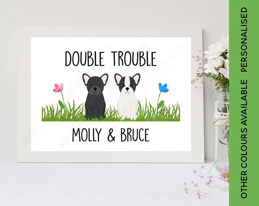 Double Trouble French Bulldog Print | Double Frenchie Picture | Custom ...