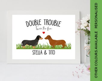 Double Trouble Twice the Fun Schnauzer Print Custom Dog - Etsy
