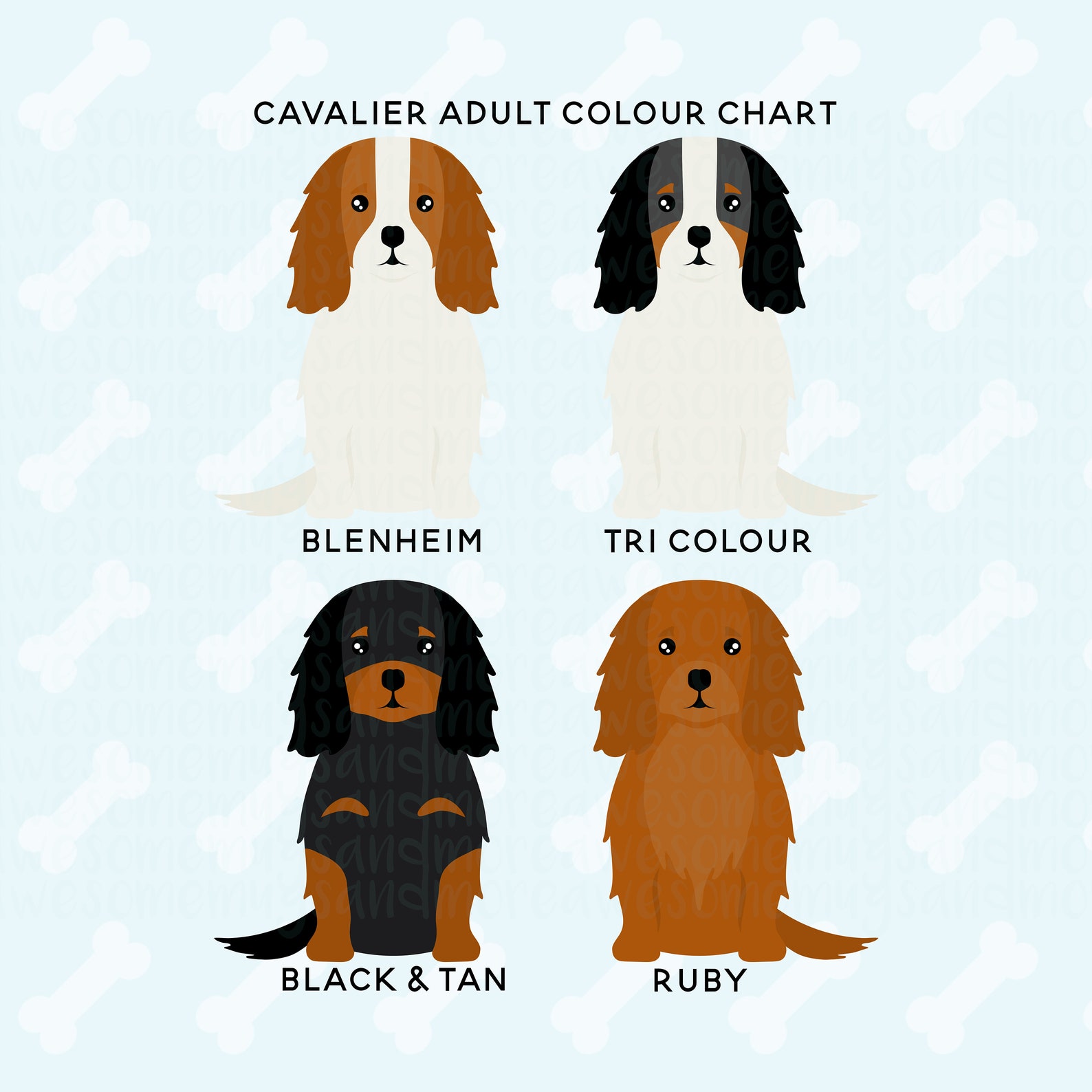 Double Trouble Twice the Fun Cavalier Print | Custom Dog Print ...