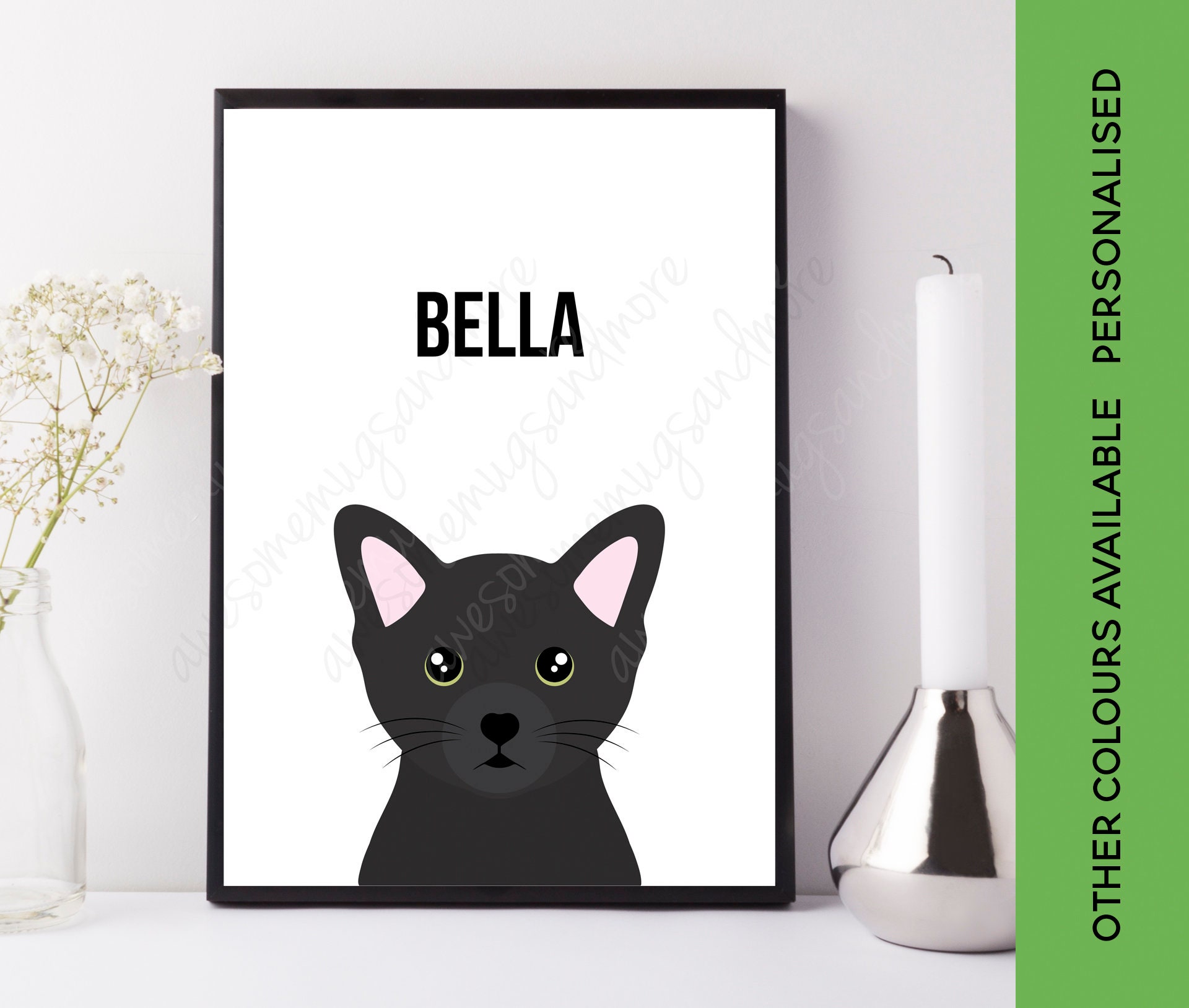 Personalised Cat Print Custom Cat Gift Tabby Ginger Silver - Etsy